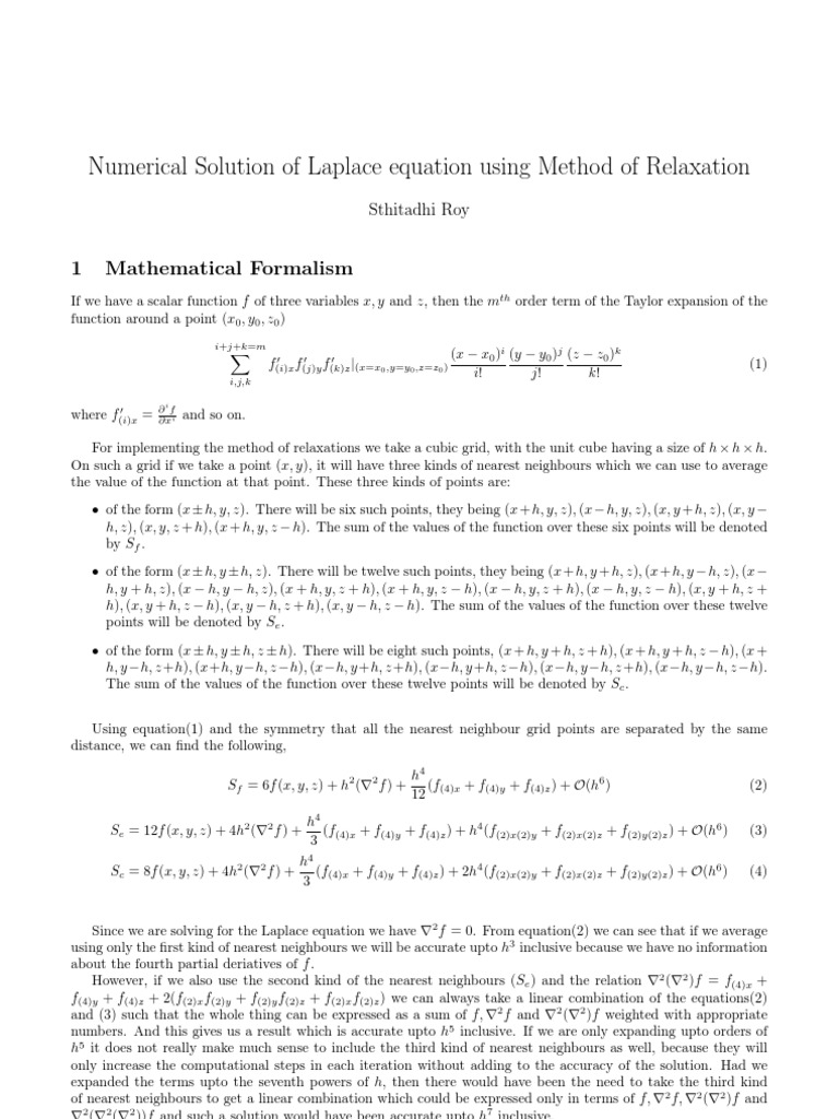 Numerical Solution of Laplace Equation Using Method of Relaxation | PDF ...