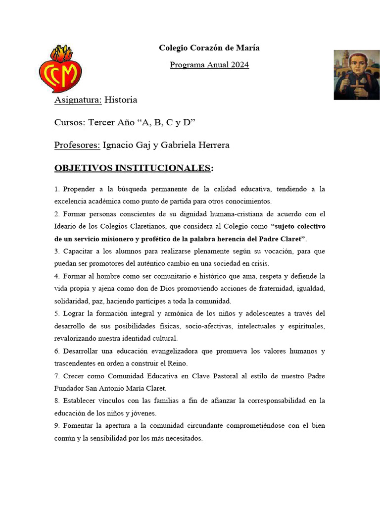 Programa Historia 3 A-B-C-D 2024 | PDF | Colonialismo | Período moderno temprano