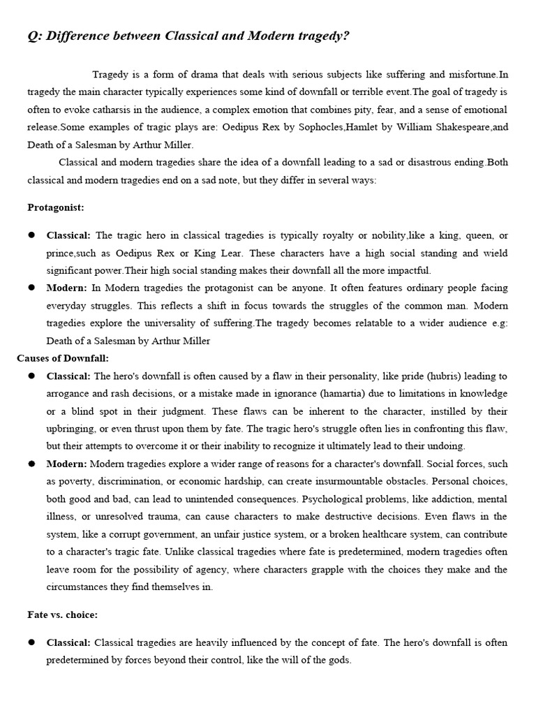 Classical&modern Tragedy | PDF | Tragedy