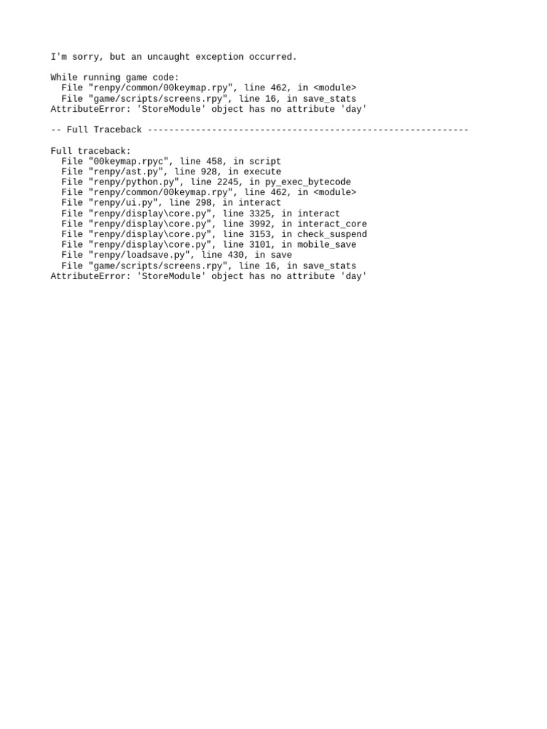 Ren'Py AttributeError Debugging Guide | PDF