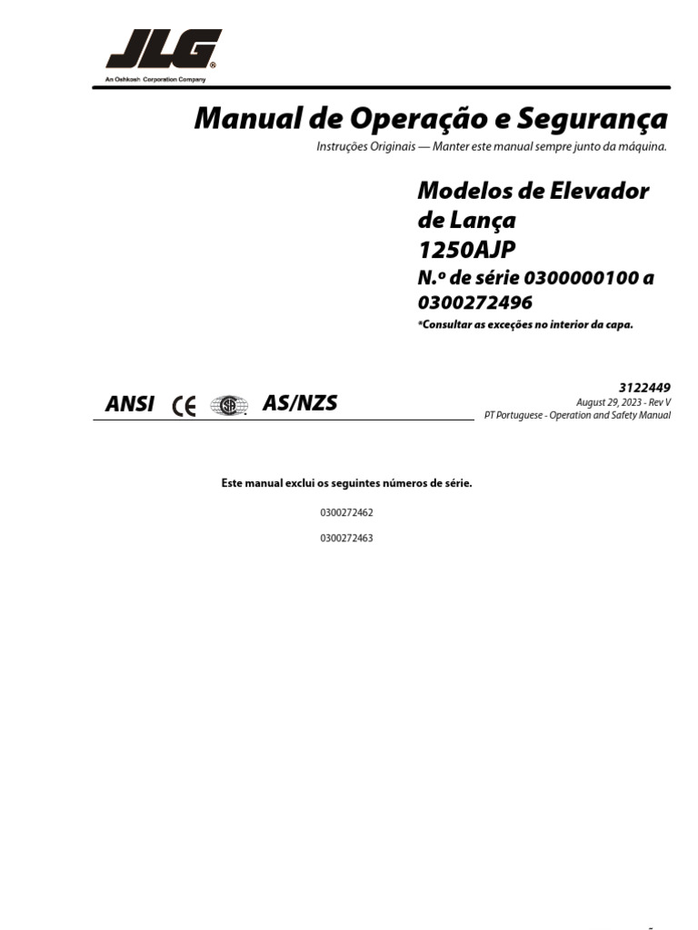 V 1250AJP JLG Operation Portuguese (PT) | PDF