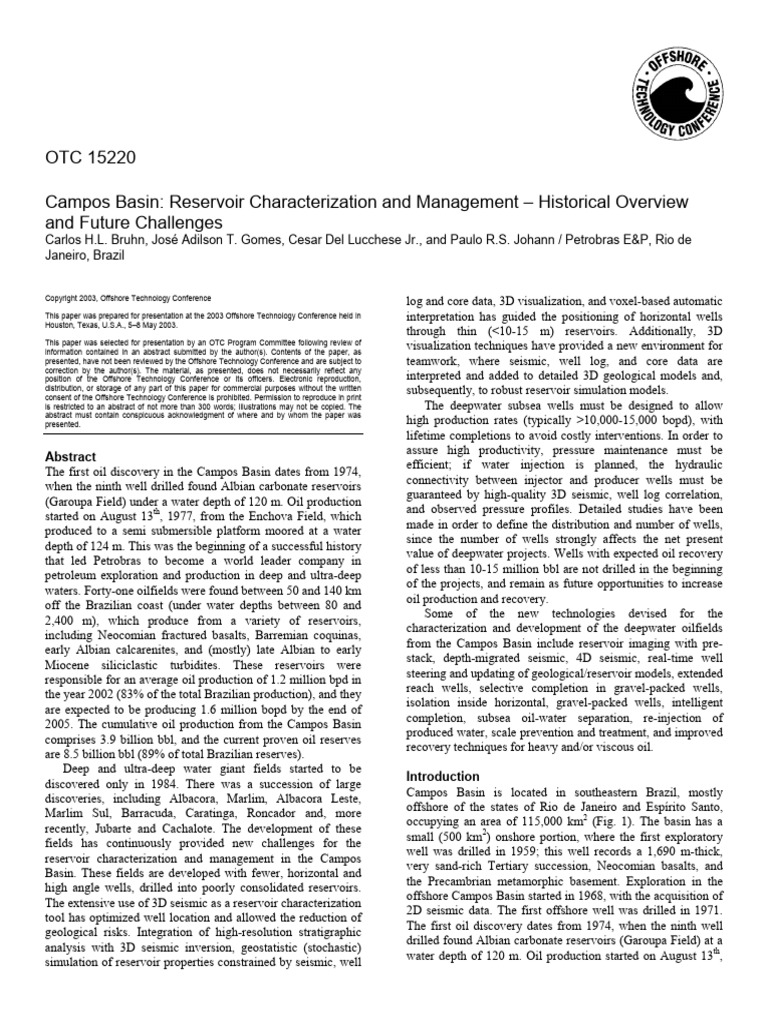 Campos Basin Reservoir Characterization | PDF | Petroleum Reservoir ...