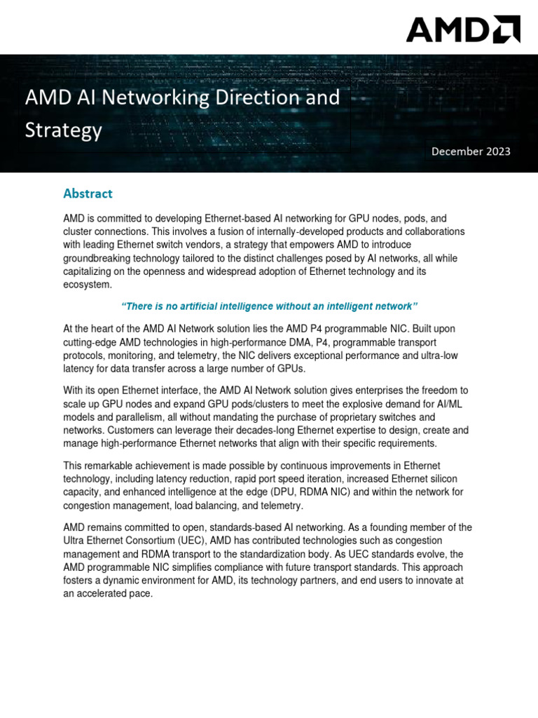 Amd Ai Networking Direction and Strategy | Download Free PDF | Computer Network | Network ...