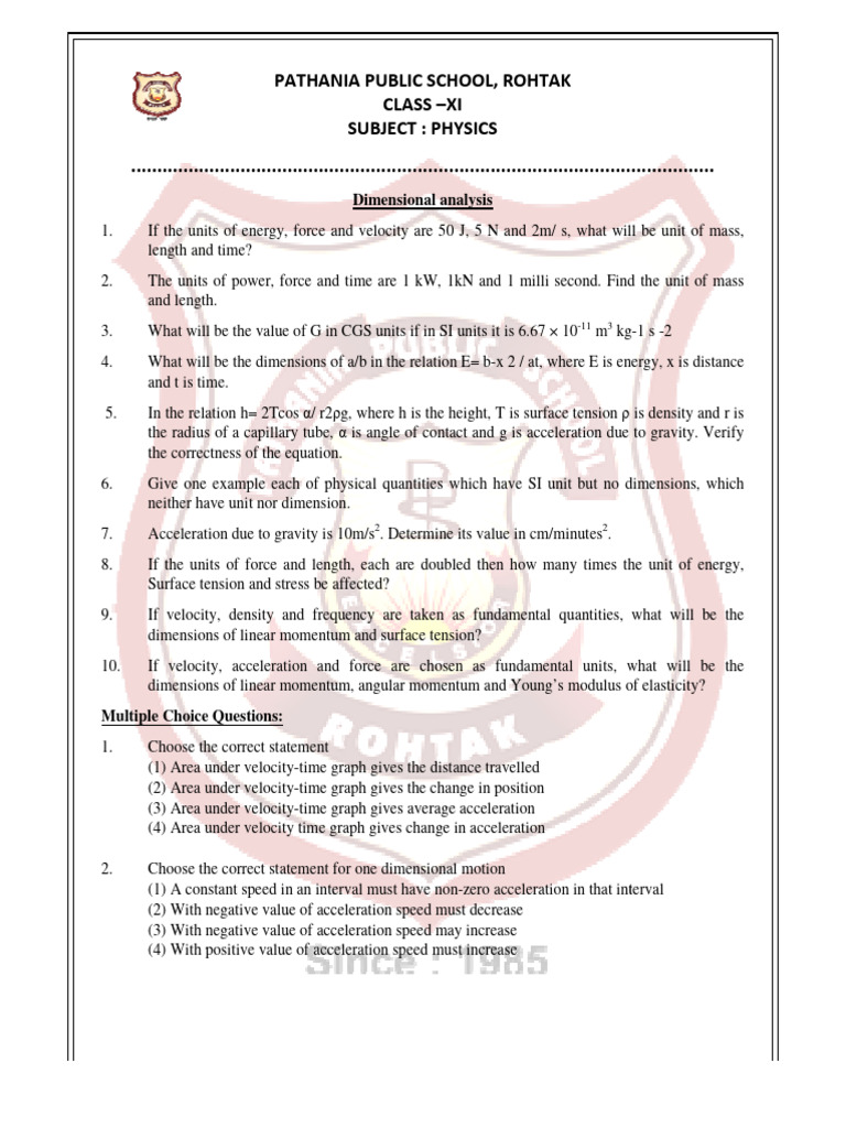 Class XI Physics Assignment | Download Free PDF | Acceleration | Force
