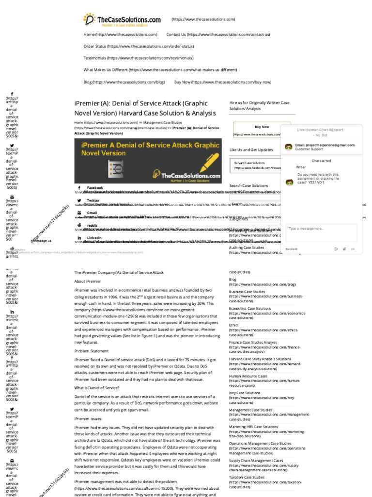 Ipremier (A) : Denial of Service Attack (Graphic Novel Version) Harvard ...