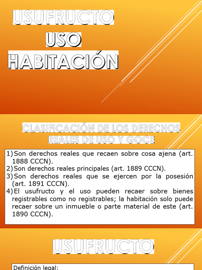 Usufructo, Uso, Habitación | PDF | Propiedad | Protección del medio ambiente