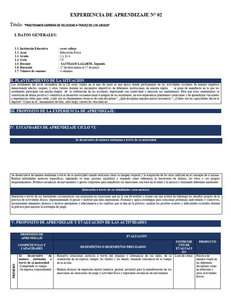 EDA #2 Experencia de Aprendisaje. | PDF | Aprendizaje | Evaluación