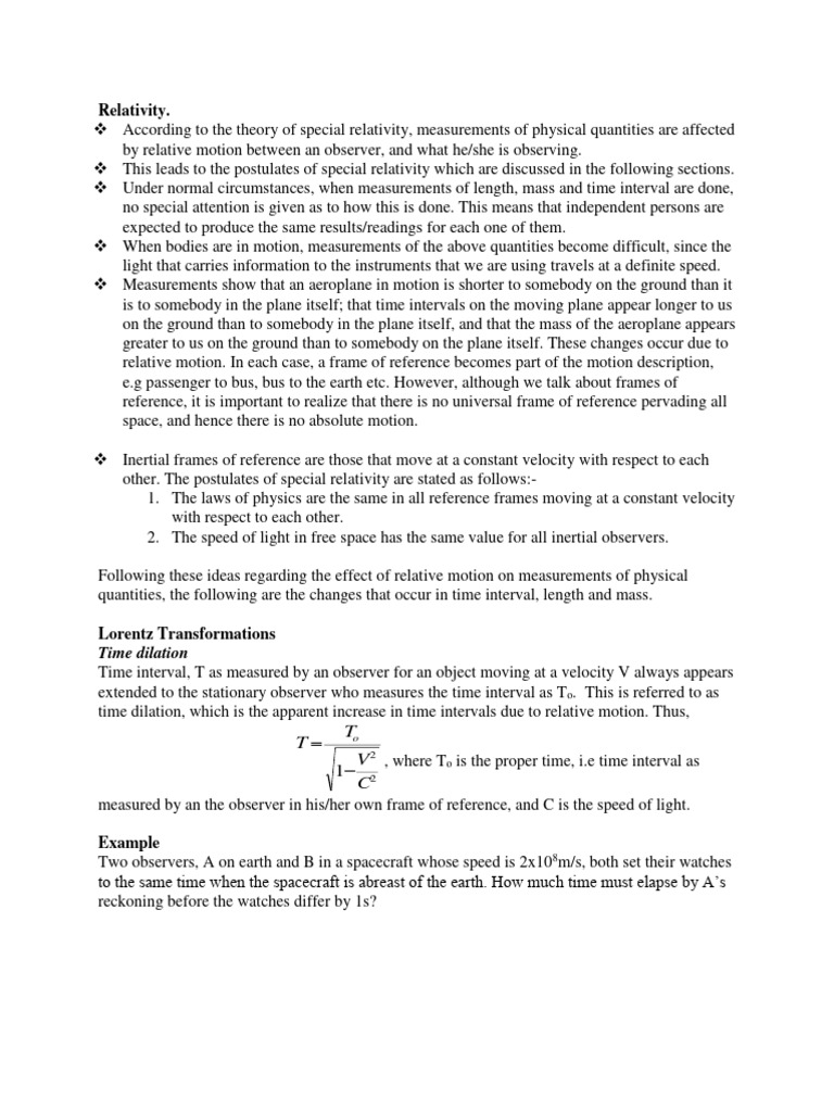 Relativity PDF | PDF | Special Relativity | Mass