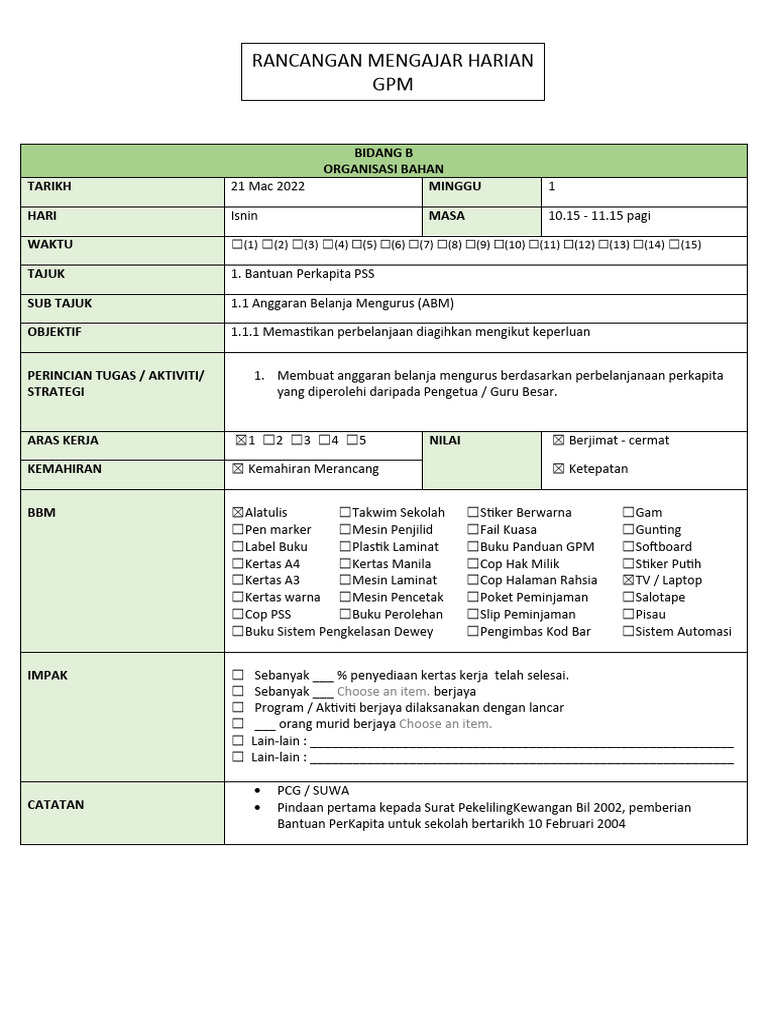 Bidang B-RPH GPM Bidang B | PDF