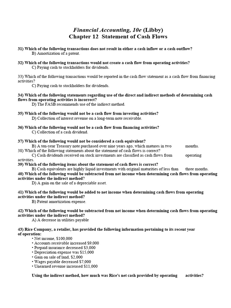 CHEAT SHEET CHAPTER 12 | Download Free PDF | Cash Flow Statement | Expense