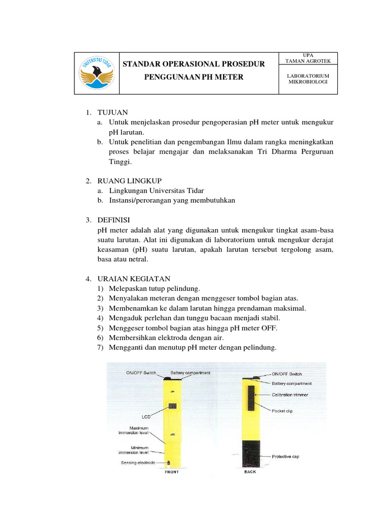 Sop Penggunaan Alat PH Meter | PDF
