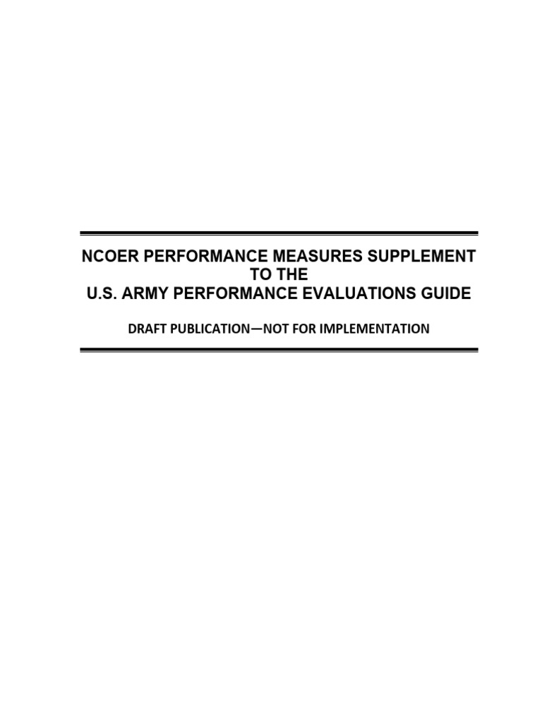 NCOER Performance Measures Supplement 20151105 | PDF | Leadership | Non Commissioned Officer