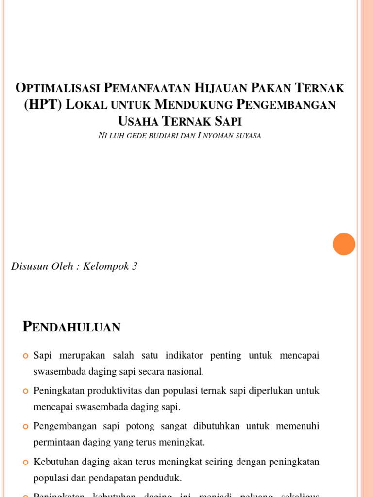 Optimalisasi Hijauan Pakan Sapi Lokal | PDF | Teknologi & Rekayasa