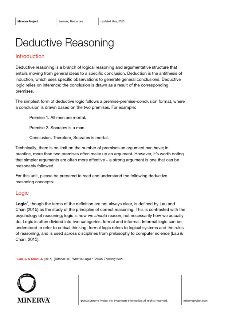 Deductive Reasoning | PDF | Argument | Logic