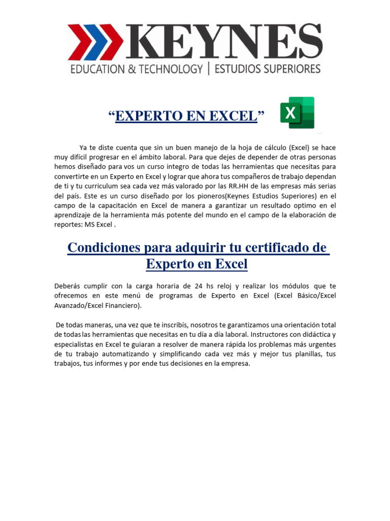 Programa de Experto en Excel + Power BI | PDF | Microsoft Excel | Bases ...
