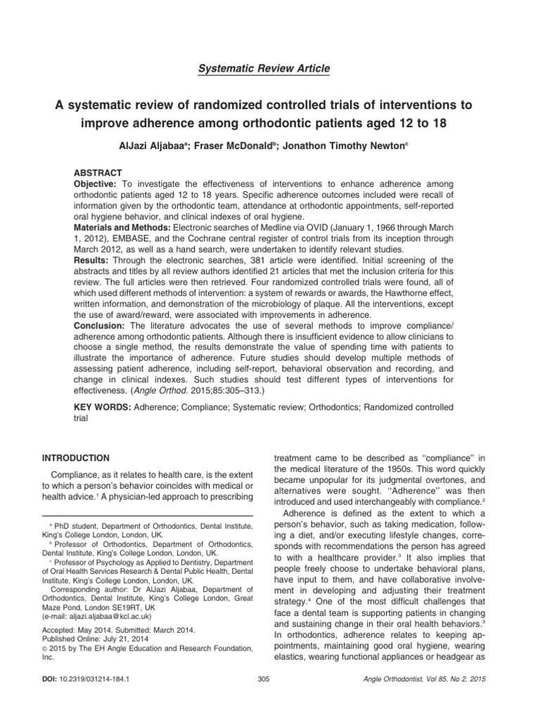 A Systematic Review of Randomized Controlled Trials of Interventions To ...