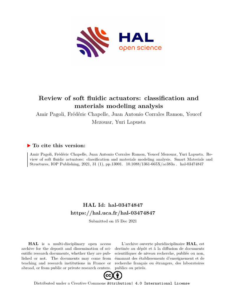Review Of Soft Fluidic Actuators Classification An Pdf Actuator