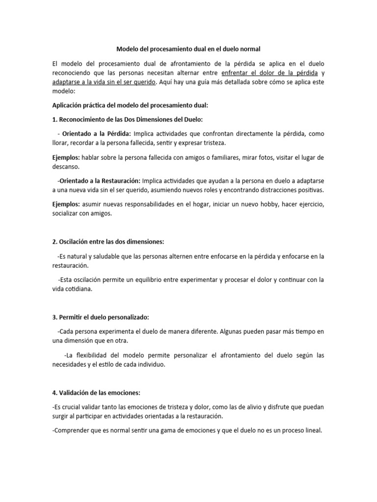 Modelo Del Procesamiento Dual en El Duelo | PDF | Dolor | Las emociones