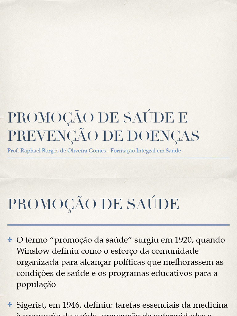 Promoção da Saúde e Prevenção de Doenças | PDF | Promoção de saúde