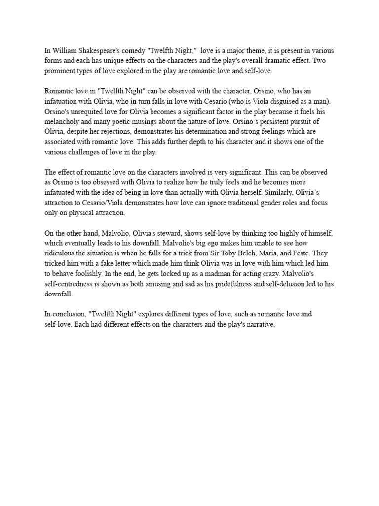 Love in Shakespeare's Twelfth Night | PDF