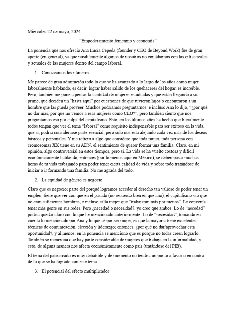 Empoderamiento femenino y economía | PDF | Mujer | Empoderamiento