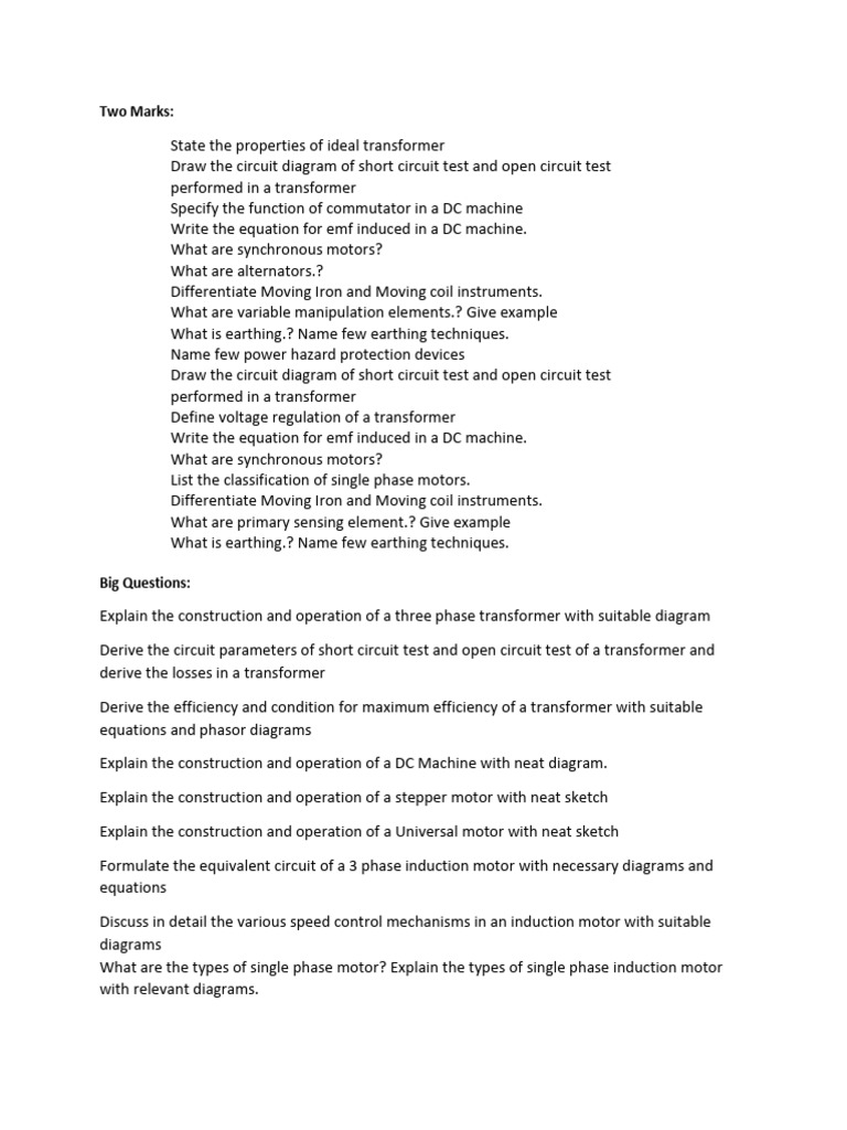 Model 3 Qns | PDF | Electric Motor | Transformer