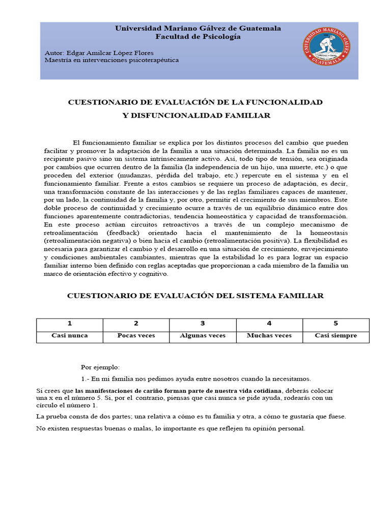 CUESTIONARIO DE EVALUACIÓN DE LA FUNCIONALIDAD Y DISFUNCIONALIDAD ...