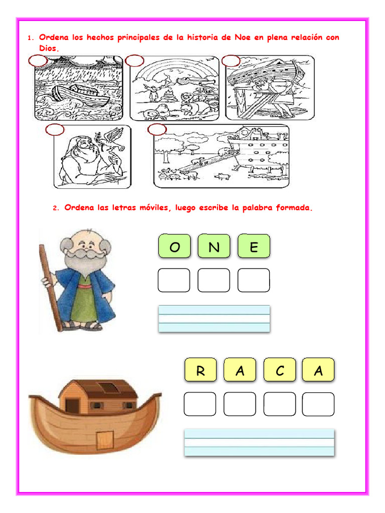 U3 S3 FICHA D2 RELIGIÓN EL ARCA DE NOE | PDF | Arca de Noé | Noé