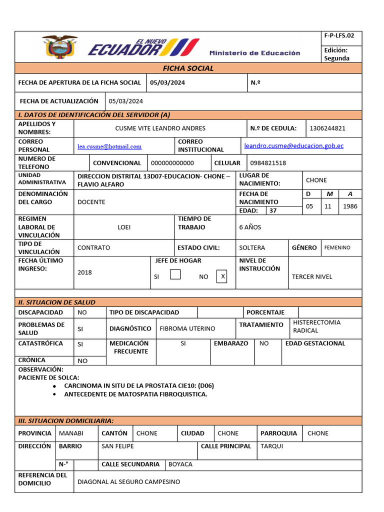 Ficha Modelo-1 | PDF | Medicina CLINICA