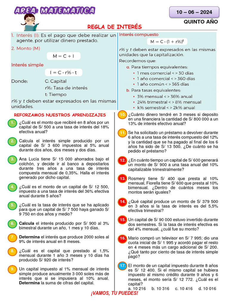 10 Regla de Interes | Descargar gratis PDF | Interés | Tasas de interés