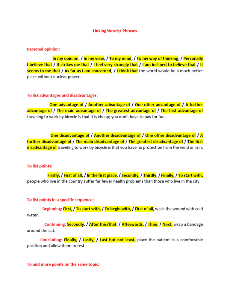 Linking words | PDF | Knowledge | Meat