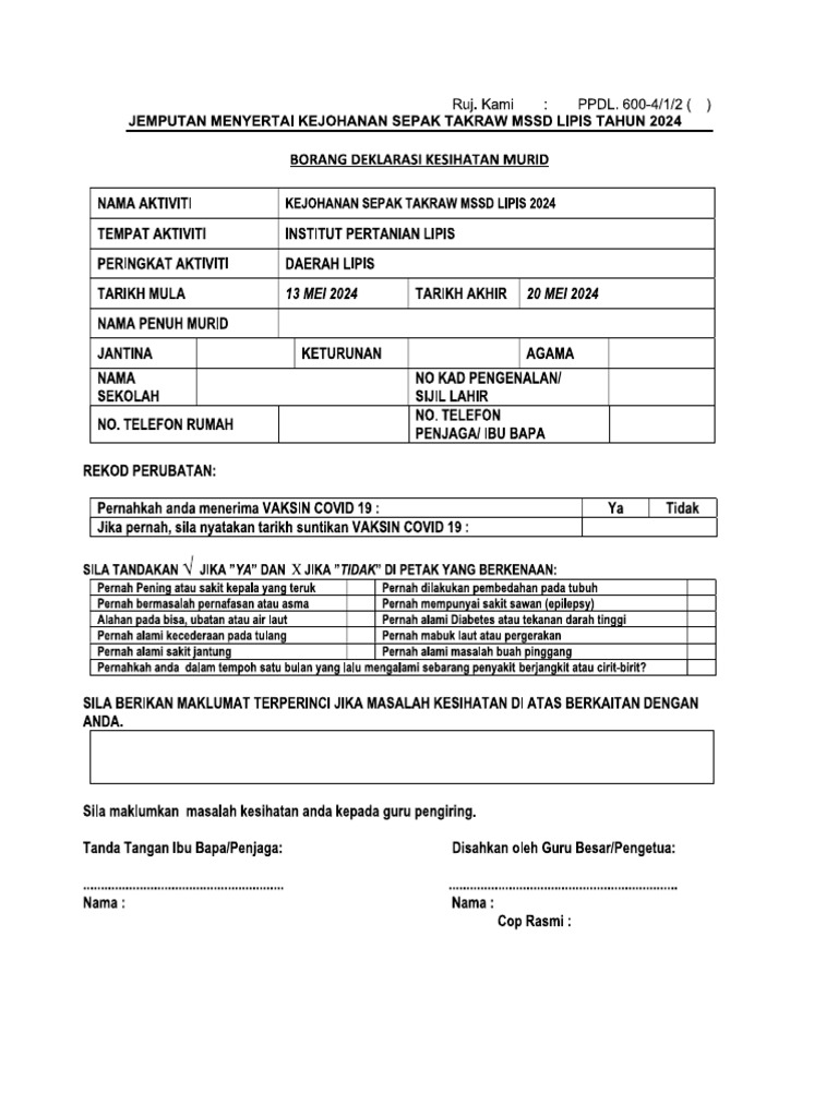 Deklarasi Kesihatan | PDF