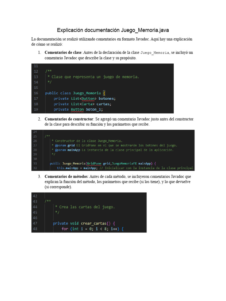 Explicación documentación Juego | Descargar gratis PDF | Constructor (Programación Orientada a ...