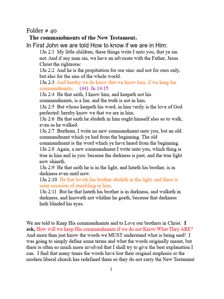 Folder # 40 The Commandments of The New Testament | PDF | Jesus ...
