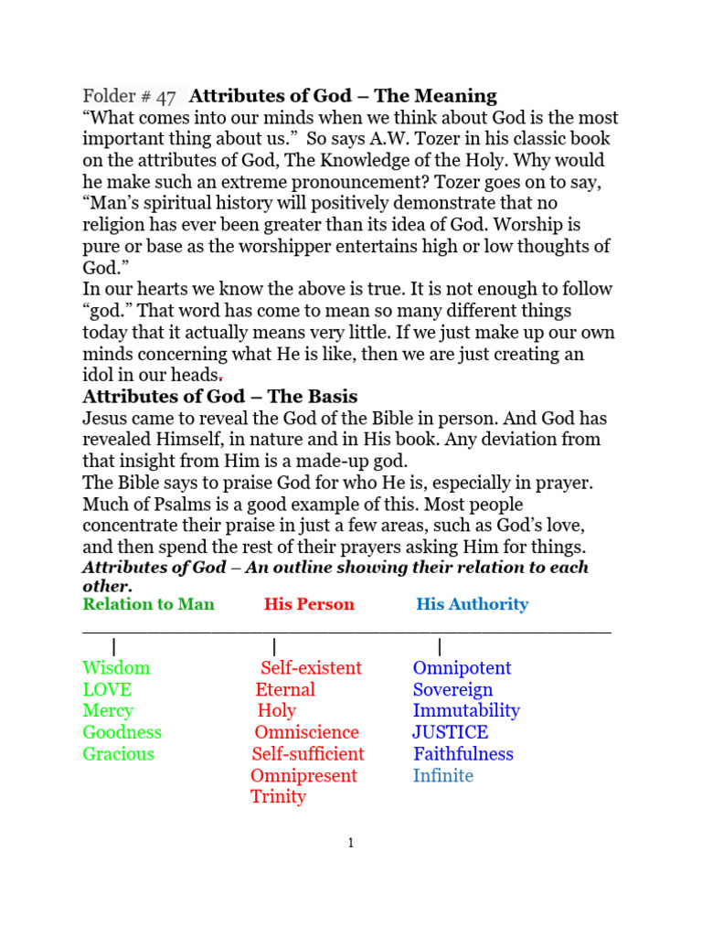 Folder # 47 Attributes of God | Download Free PDF | God | Mercy