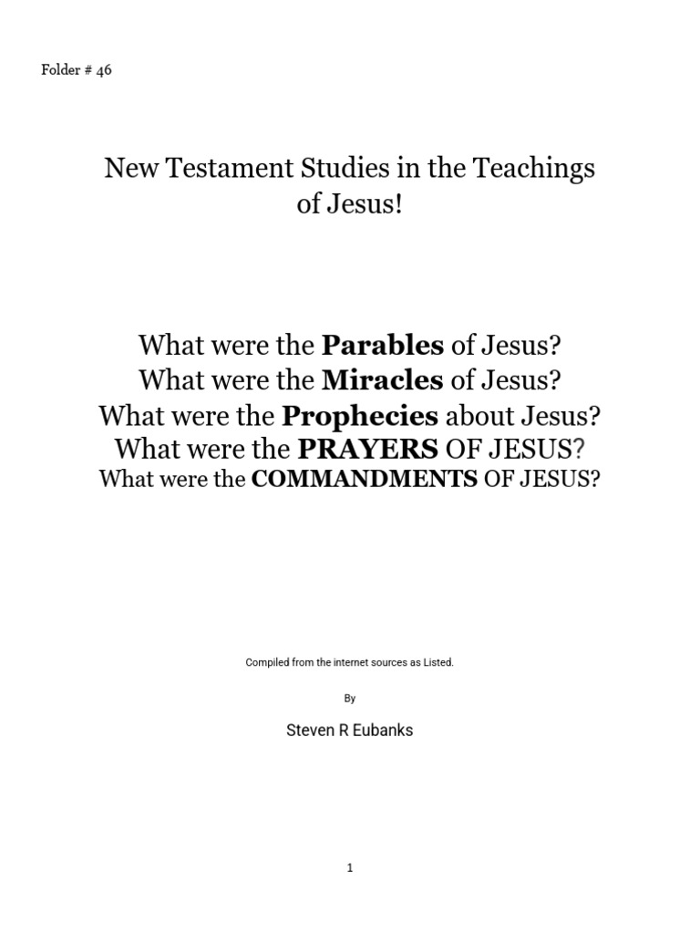 Folder # 46 Teachings of JESUS CHRIST Parables - Miracles - Prophases ...