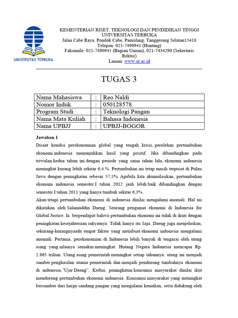 Tugas 3 Bahasa Indonesia | PDF