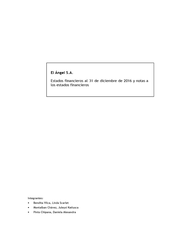 Notas Eeff - El Angel Sa | PDF | Negocios económicos | Contabilidad financiera