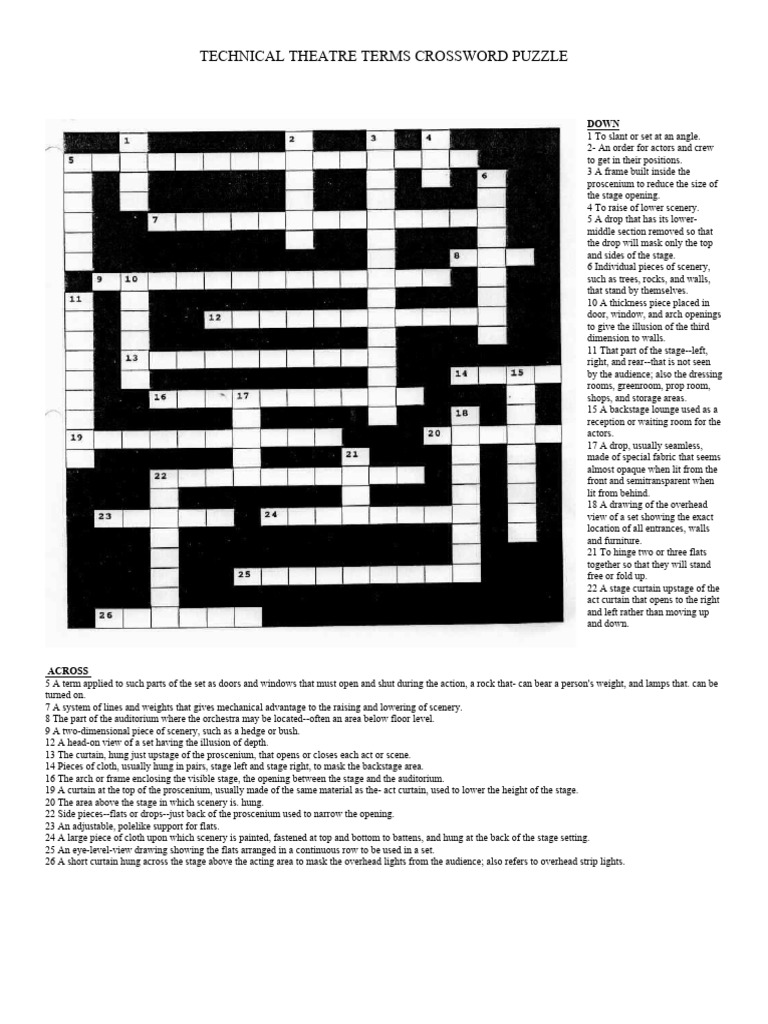 Tech Theatre Crossword Puzzle 5543 | PDF | Components | Oral Literature