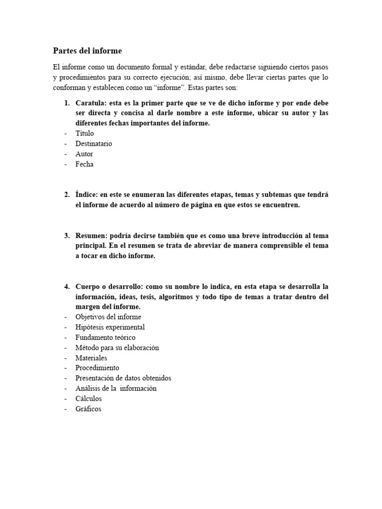 Partes Del Informe | PDF