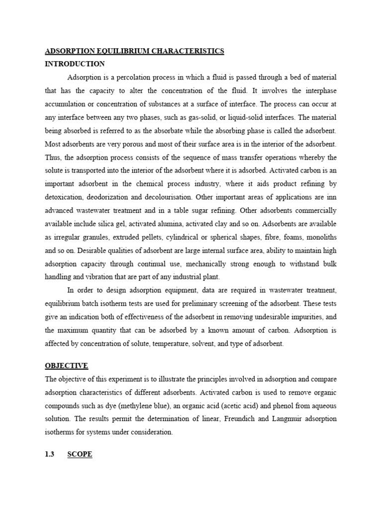 ADSORPTION EQUILIBRIUM CHARACTERISTICS_only (1) | PDF | Adsorption ... ADSORPTION EQUILIBRIUM CHARACTERISTICS_only (1) | PDF | Adsorption ...