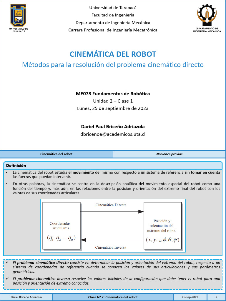 Cinematica Del Robot 1 | PDF | Rotación | Matriz (Matemáticas)