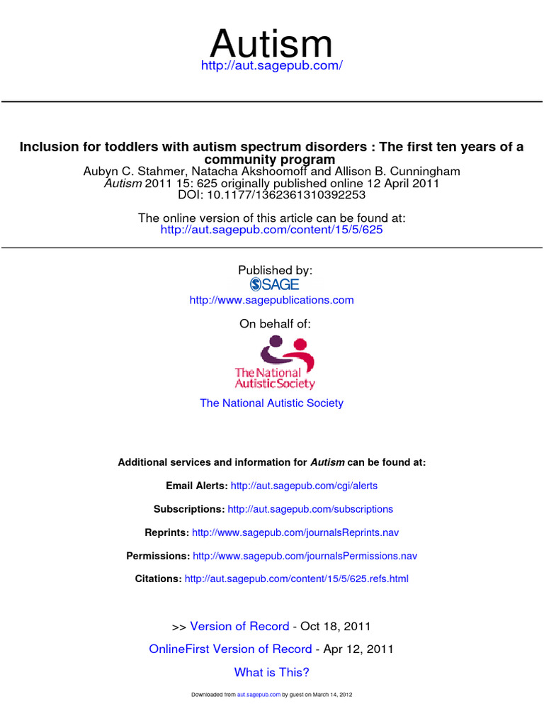 625.full Toddlesrs Inclusion | PDF | Autism Spectrum | Teachers