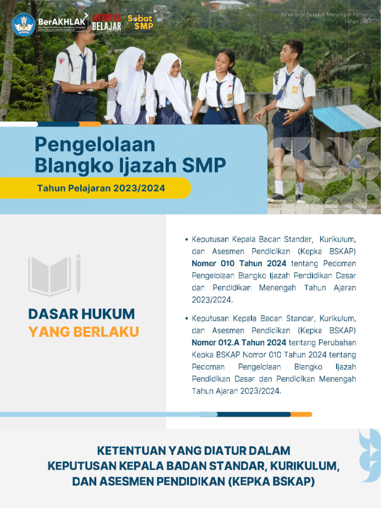 Materi Sosialisasi Blangko Ijazah SMP Tahun 2024 | PDF