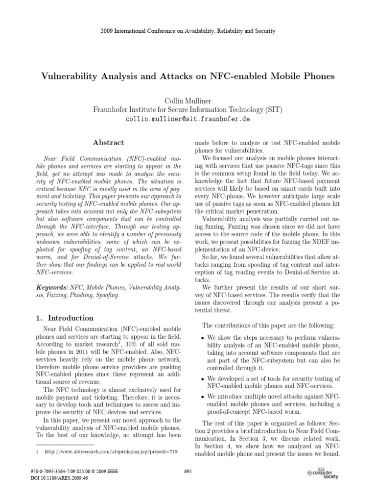 Vulnerability Analysis and Attacks On NFC Enabled Mobile 4iqyq6b0gn | PDF | Information ...