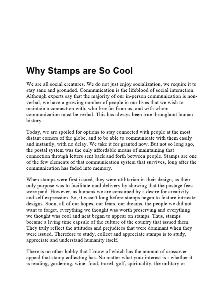 1 - Why Stamps Are So Cool | PDF | Postage Stamp | Communication