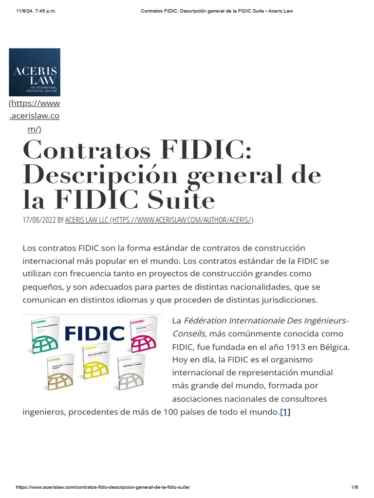 Contratos FIDIC_ Descripción general de la FIDIC Suite • Aceris Law | PDF