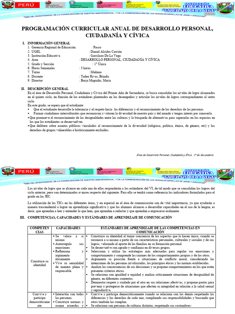 DESARROLLO PERSONAL, CIUDADAN+ìA Y CIVICA - 1 - A+æO 2017 | PDF ...