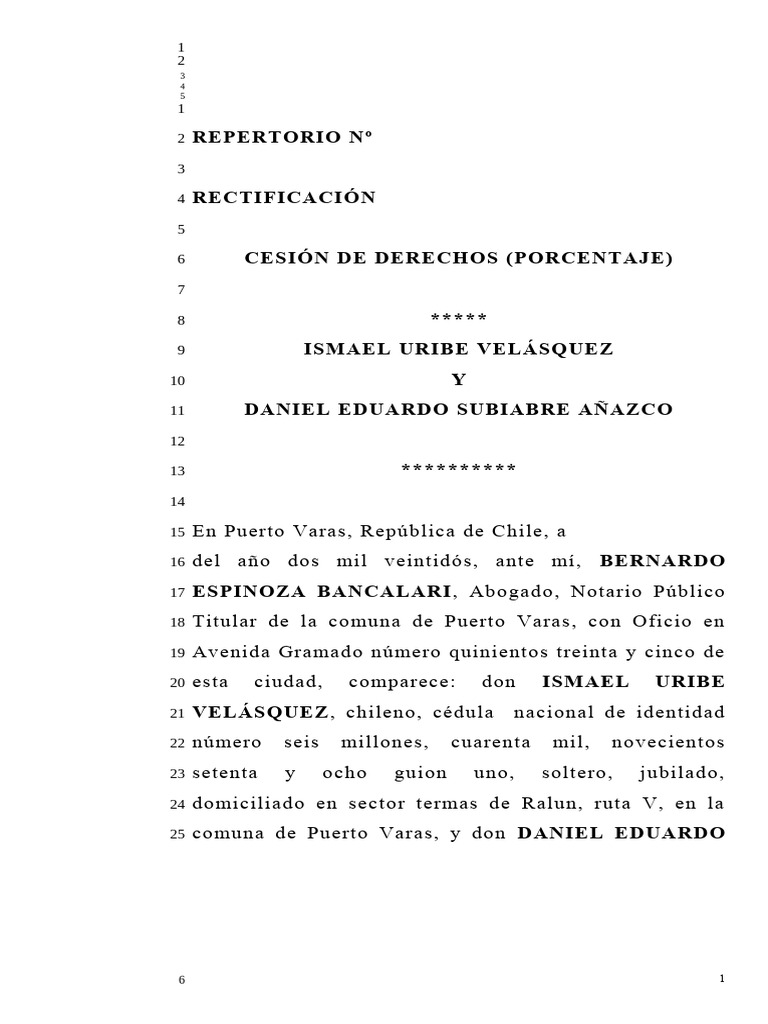 RECTIFICACIÓN - CESIÓN DE PORCENTAJE Nmueble Ismael Uribe y Daniel ...