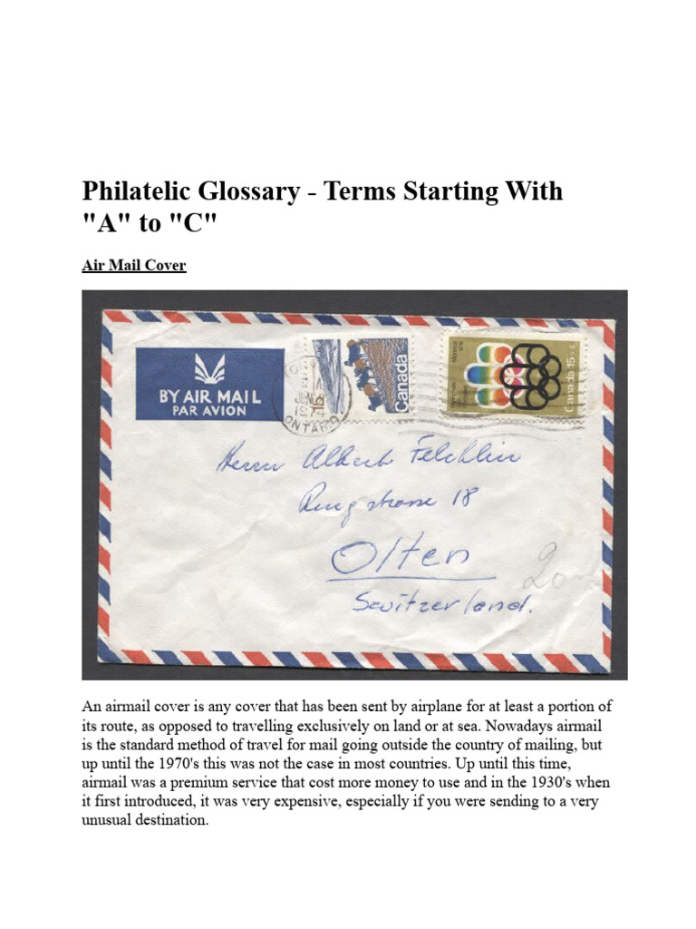 3 - Philatelic Glossary in Detail With Examples | PDF | Postage Stamp ...